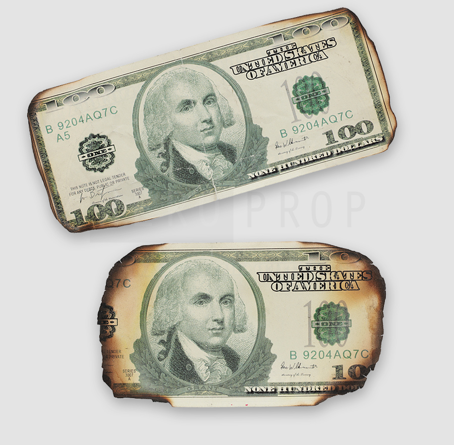 Batman: The Dark Knight Prop Burnt $100 Bills - HeroProp.com